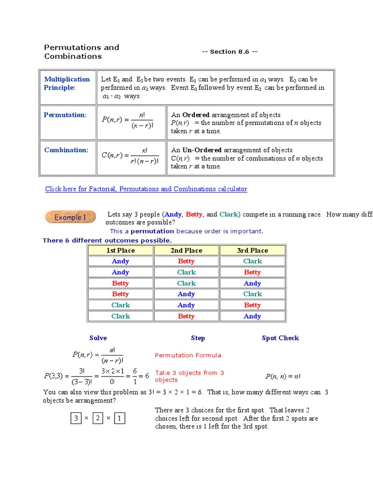 Permutations And Combinations Pdf Combinatorics Teaching Mathematics