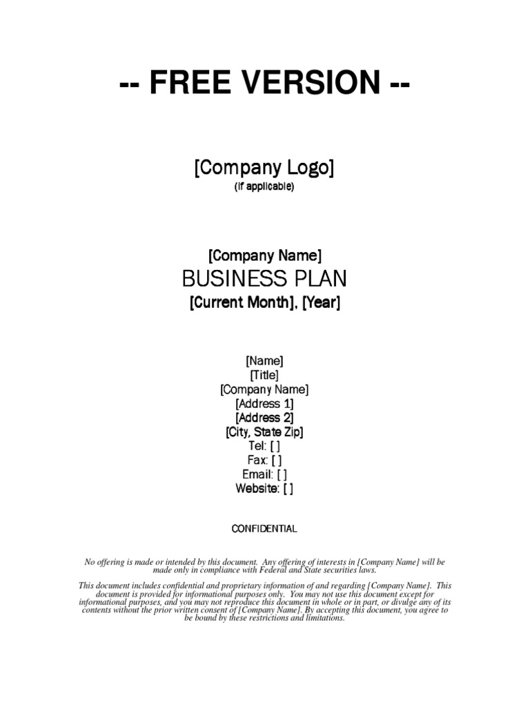 Free Business Plan Template | PDF