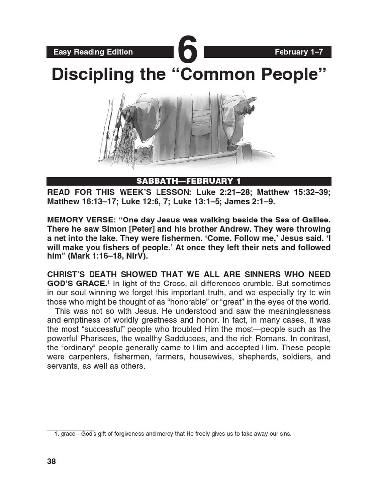 1st Quarter 2014 Lesson 6 Discipling The Ordinary Easy Reading Edition ...