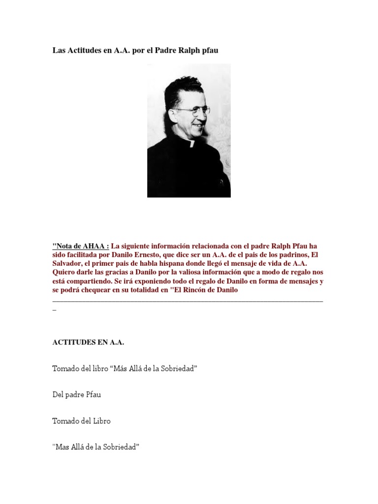 Las Actitudes en A.A. Por El Padre Ralph Pfau | PDF | Sicología | Science