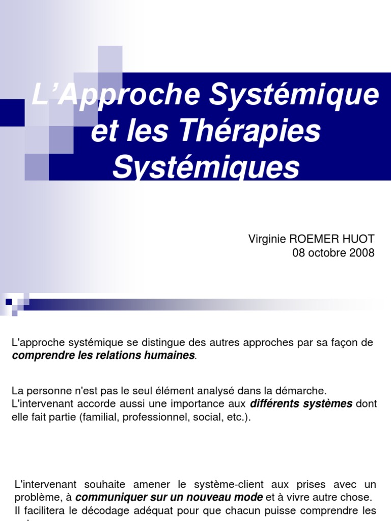 Approche Systemique | PDF | Psychothérapie | la communication