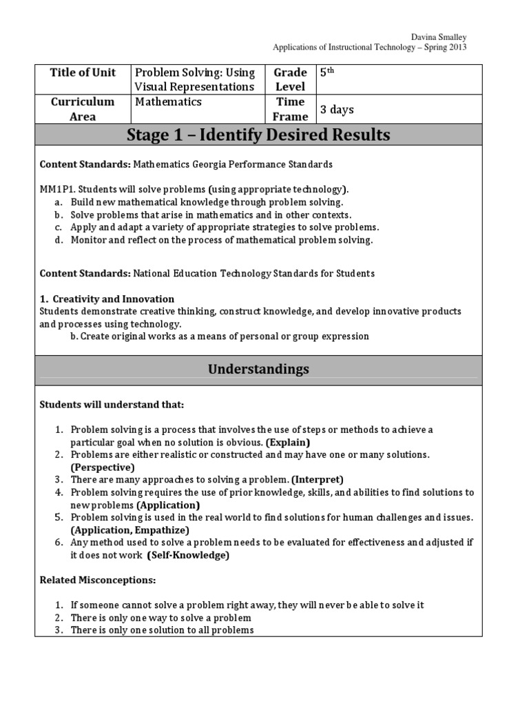Problem Solving: Using Visual Representations | PDF | Educational ...