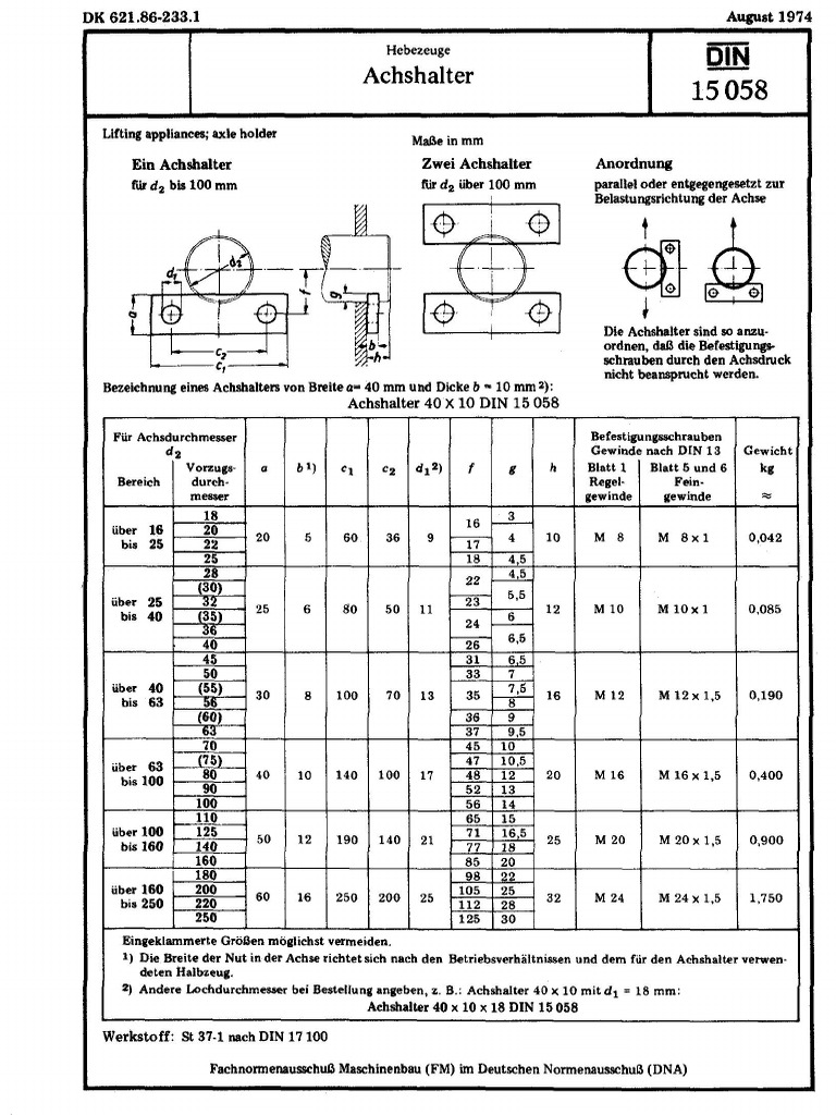 Din 15058 74 | PDF