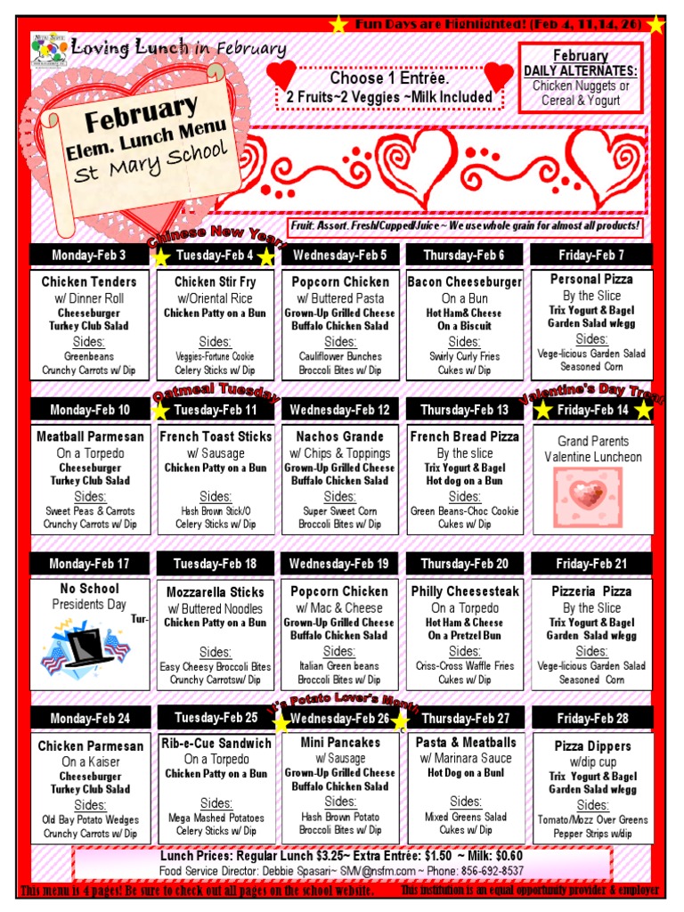 February Lunch Menu | PDF | Salad | Lunch