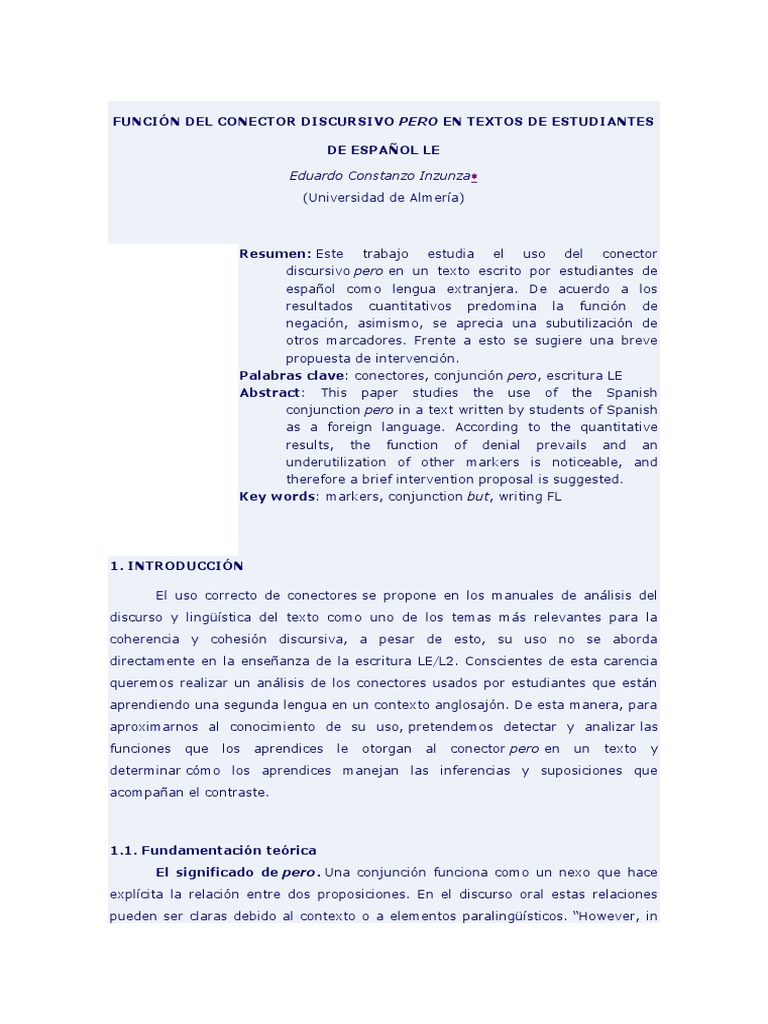 Función Del Conector Discursivo | PDF | Oración (Lingüística) | Lingüística