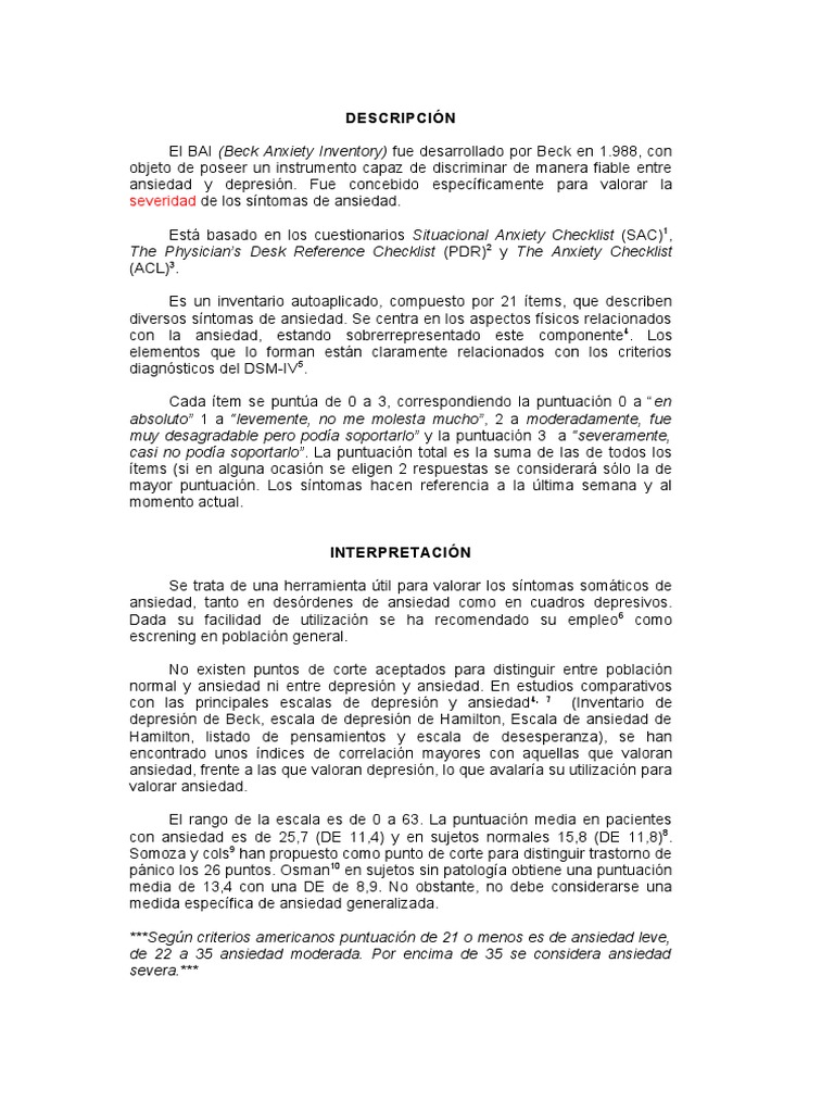 BAI - Test | PDF | Relaciones personales, crianza y desarrollo personal ...