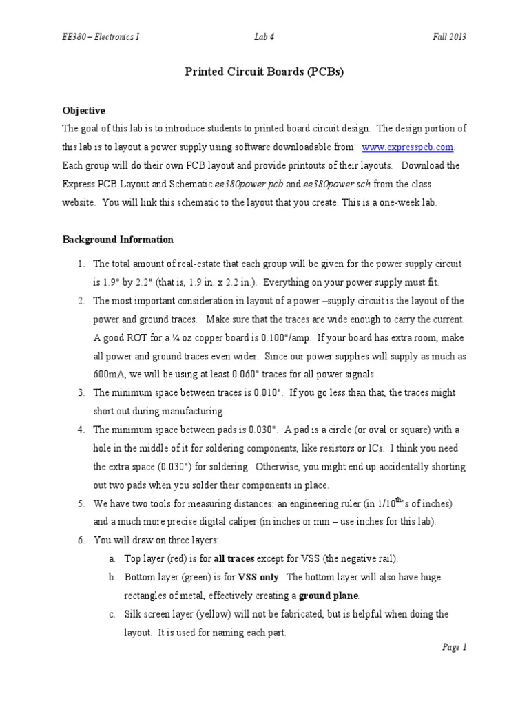 PCB Design Lab for Power Supply Circuit | PDF | Printed Circuit Board ...