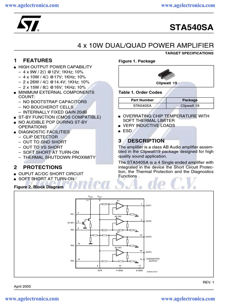 STA540SA | PDF | Amplifier | Loudspeaker