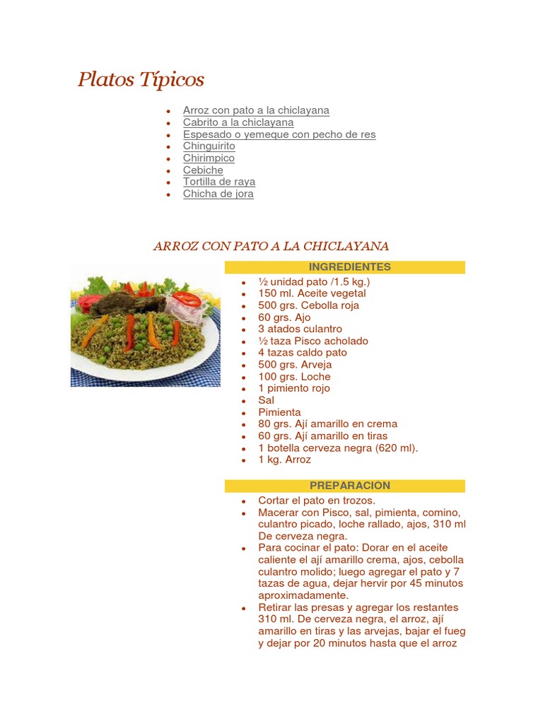 Platos Típicos | PDF