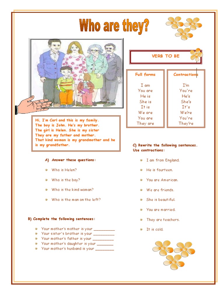 Family Verb To Be Affirmative | PDF