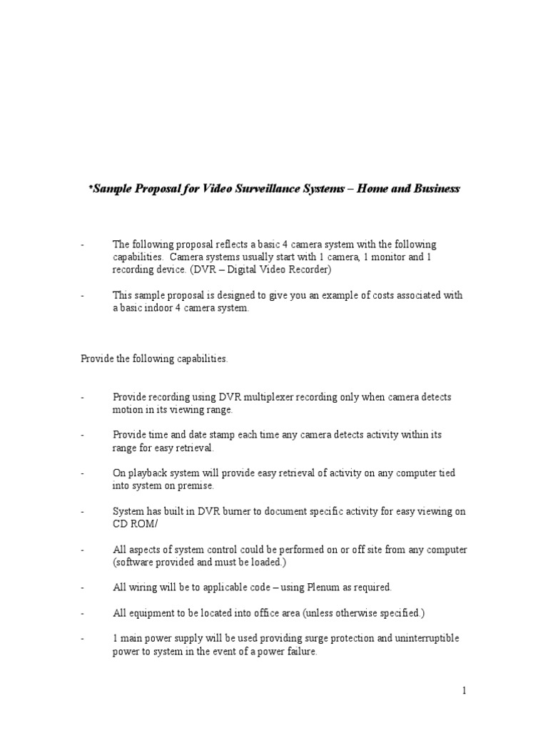 Video Surveillance System Proposal | PDF | Digital Video Recorder | Video