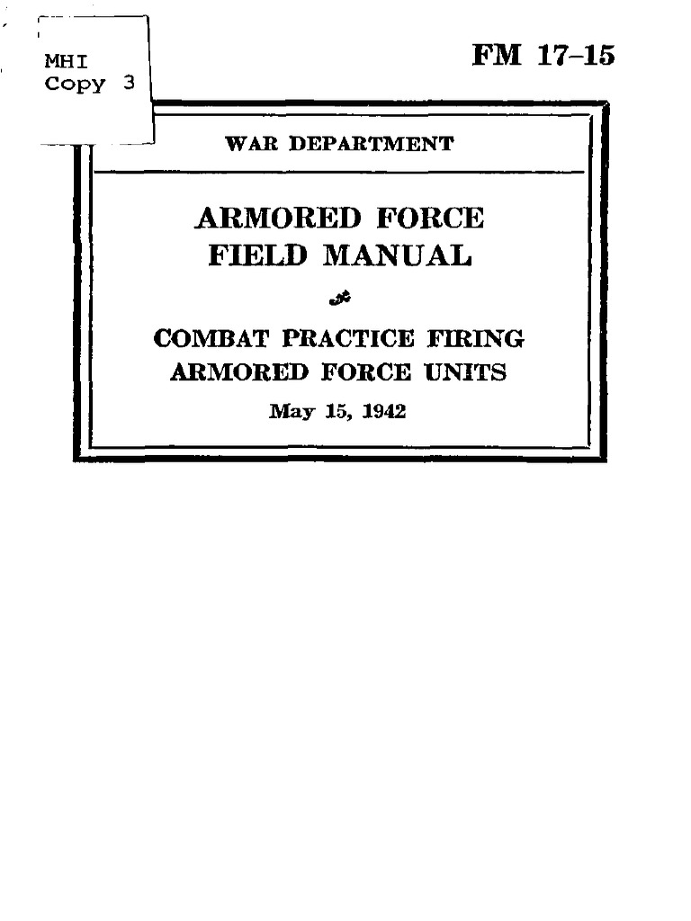 Armored Force Field Manual: War Department | PDF | Platoon | Tanks