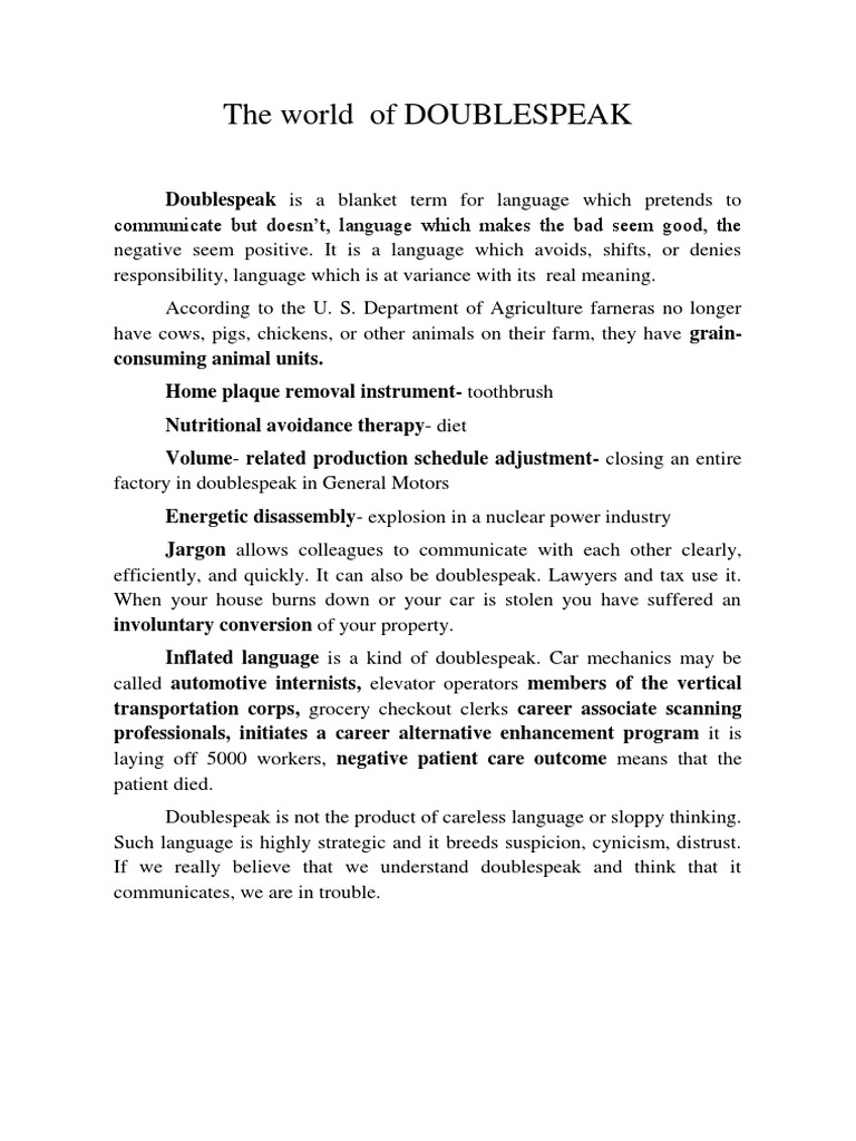 Understanding Doublespeak and Its Impact | PDF
