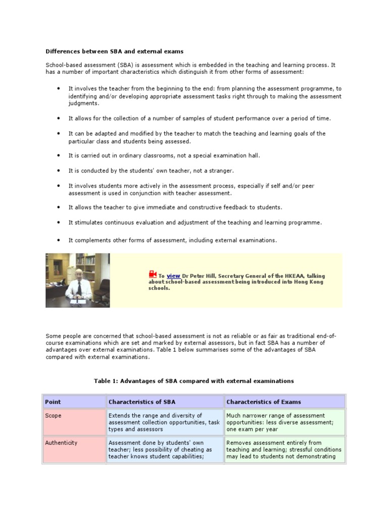 Differences Between SBA and External Exams | PDF | Educational ...
