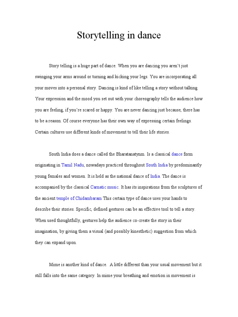 Storytelling in Dance | PDF | Dances | Storytelling