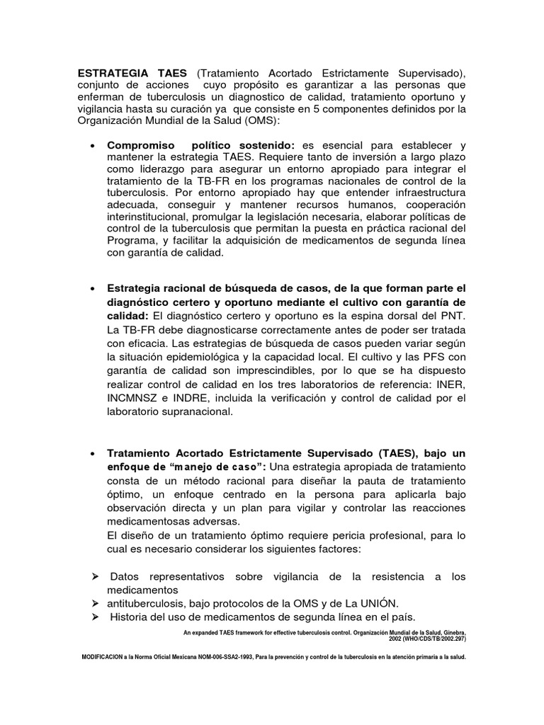 Estrategia Taes | PDF | Tuberculosis | Medicamentos con receta