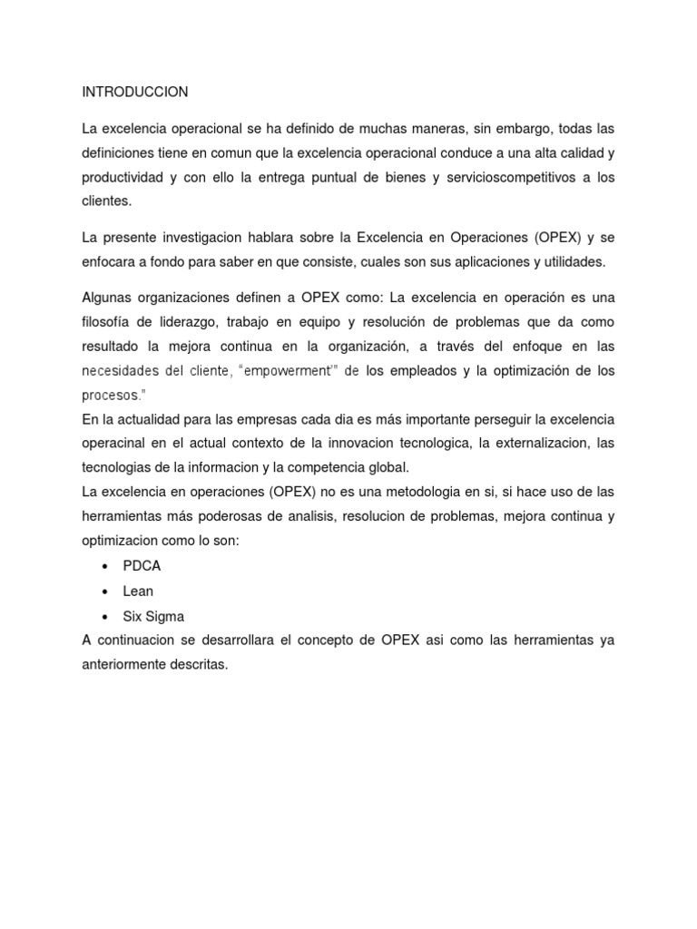OPEX | PDF | Six Sigma | Ciencia de sistemas