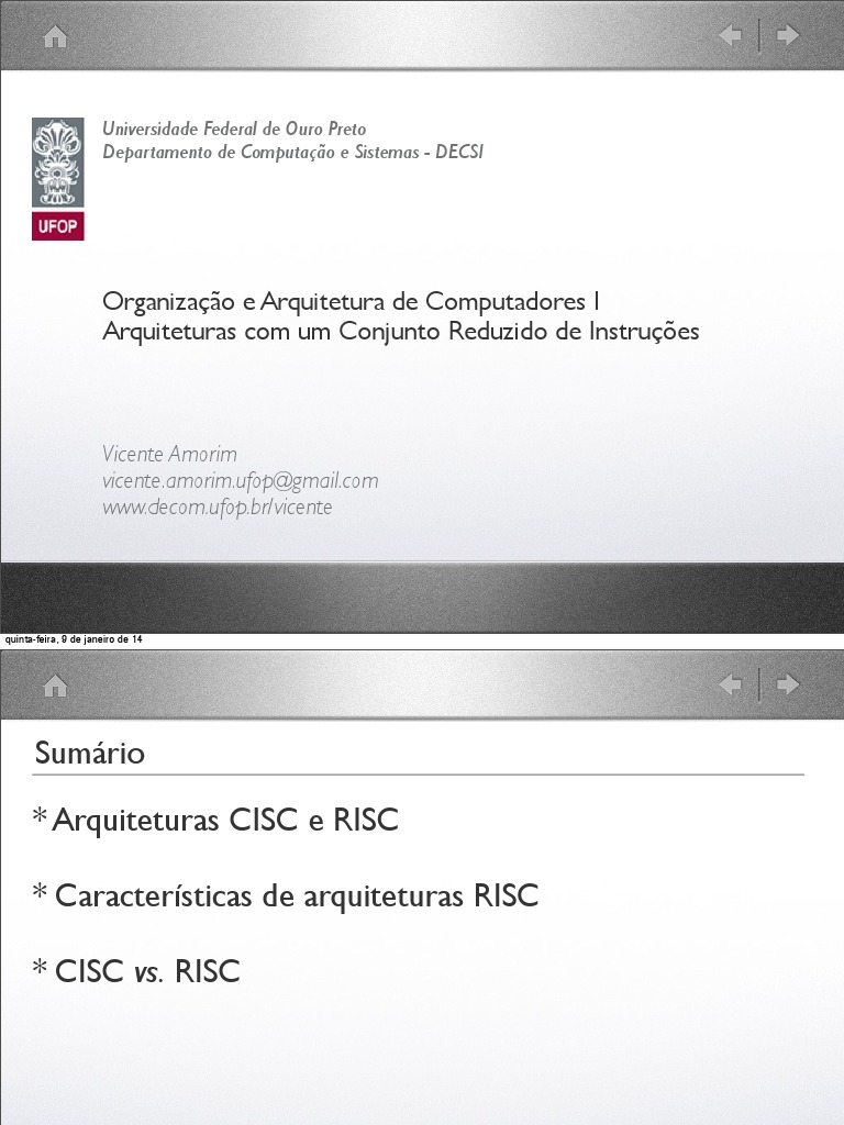 Arquiteturas Risc Cisc PDF | PDF | Conjunto de instruções | Arquitetura ...