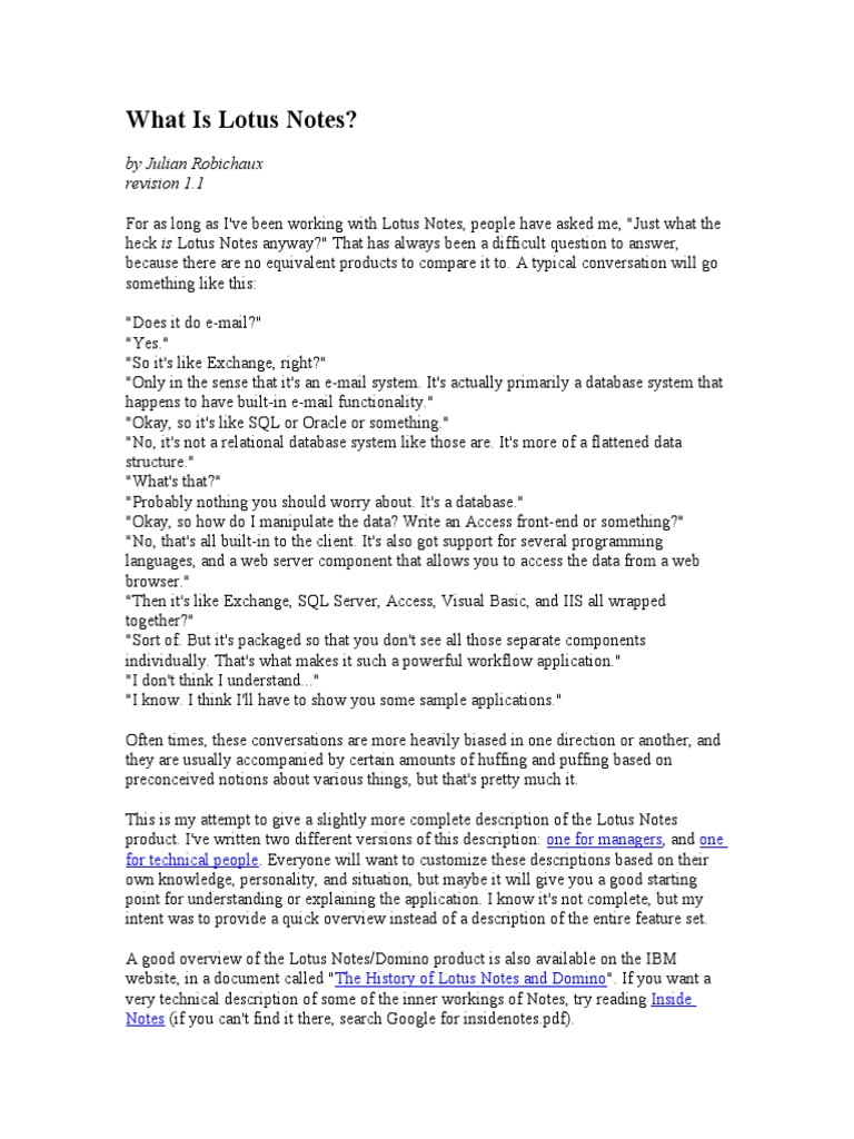 What Is Lotus Notes | PDF | Ibm Notes | Databases