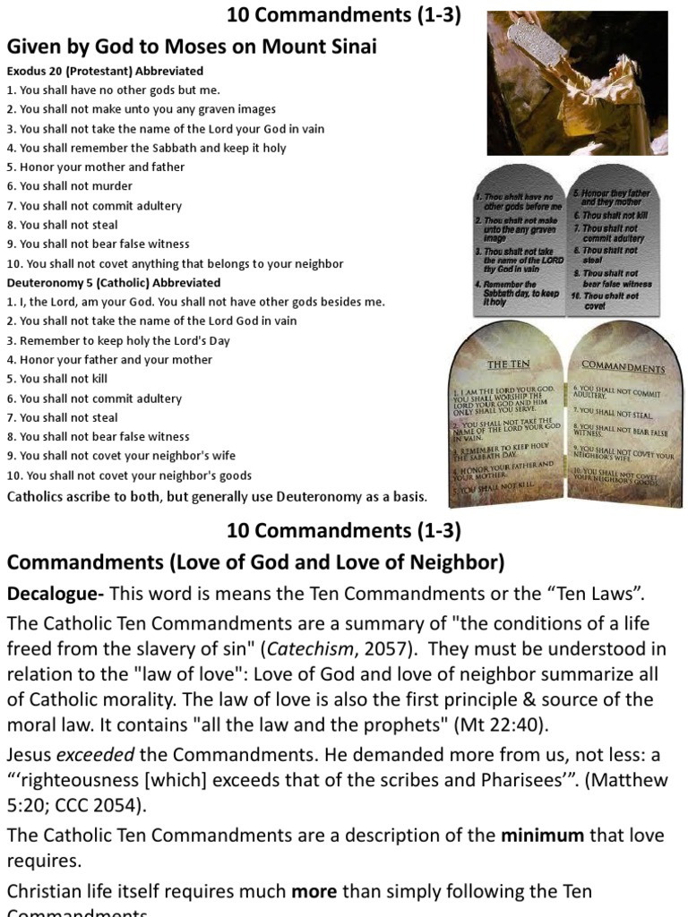 Roman Catholic Ten Commandments