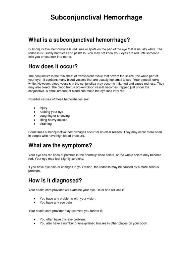 Subconjunctival Hemorrhage | PDF | Bleeding | Medical Specialties