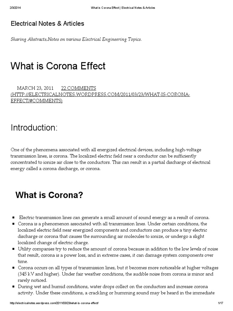 Understanding Corona Effect in Engineering | PDF | Electric Power ...