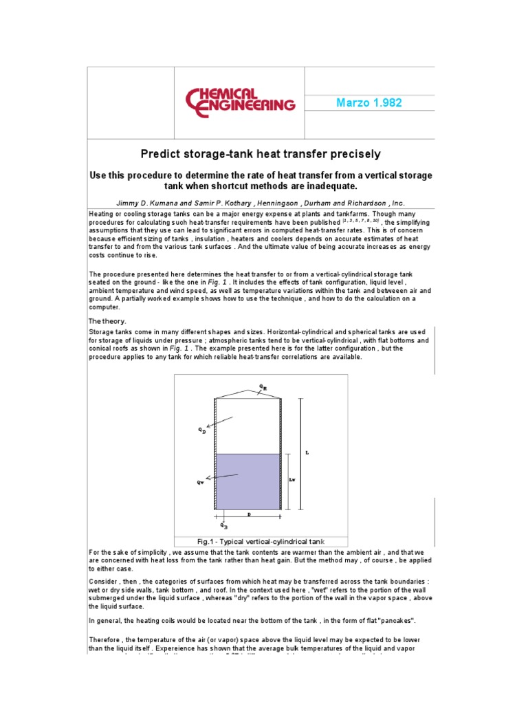 Storage Tank Heat Loss Calculation Guide | PDF | Heat Transfer | Heat