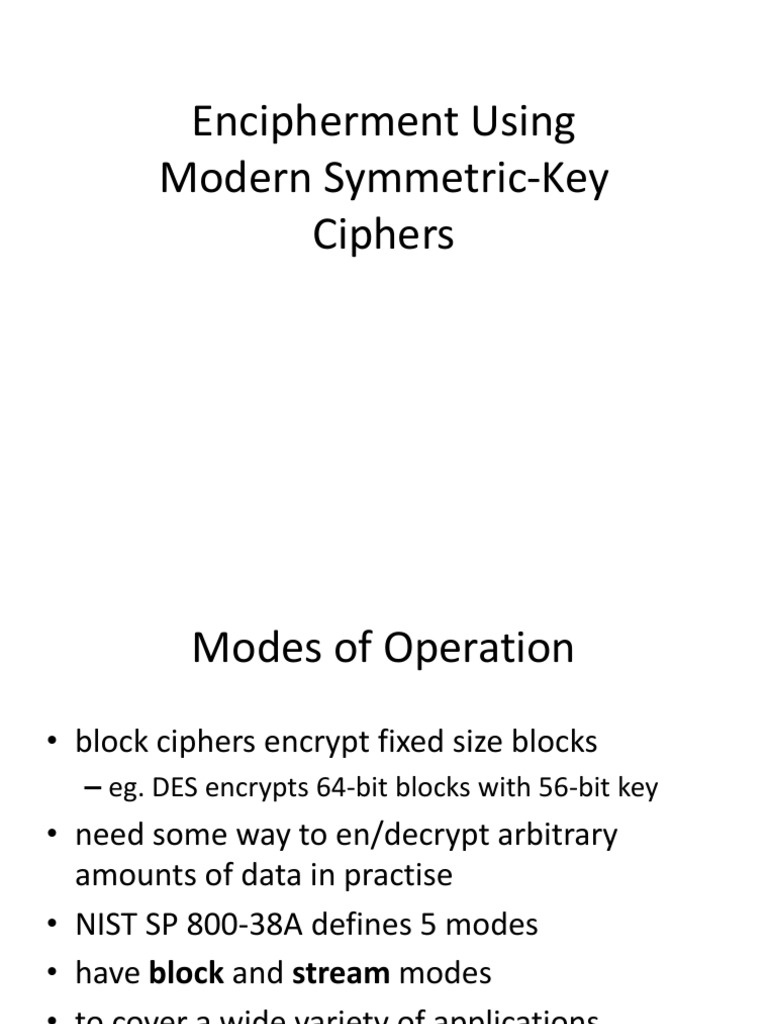 Encipherment Using Modern Symmetric-Key Ciphers | PDF | Applied Mathematics | Algorithms
