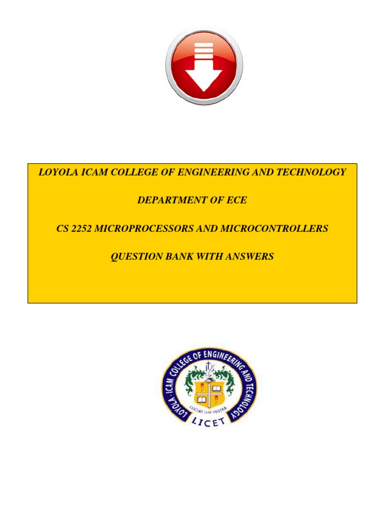 Loyola Icam College of Engineering and Technology Department of Ece Cs 2252 Microprocessors and ...