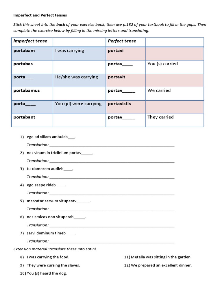 Filling in the Blanks: A Document on Conjugating Latin Verbs in the ...
