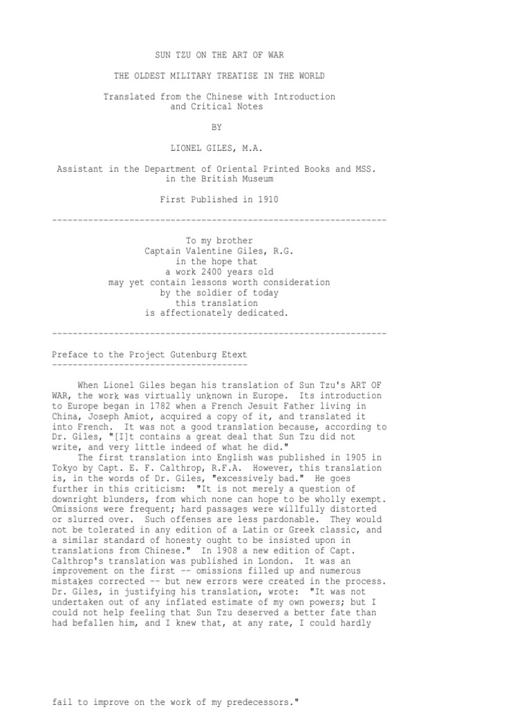 The Art of War - Sun Tzu | PDF | The Art Of War | Sun Tzu