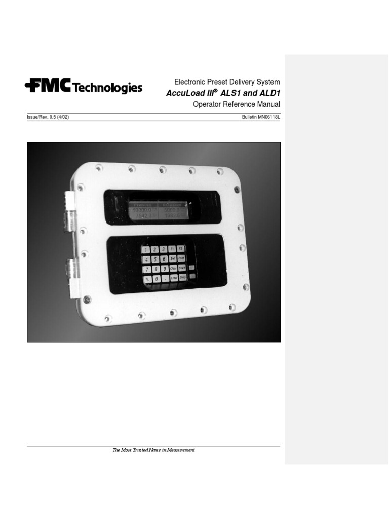 AccuLoad III-D Operator Reference Manual | PDF | Timer | Input/Output