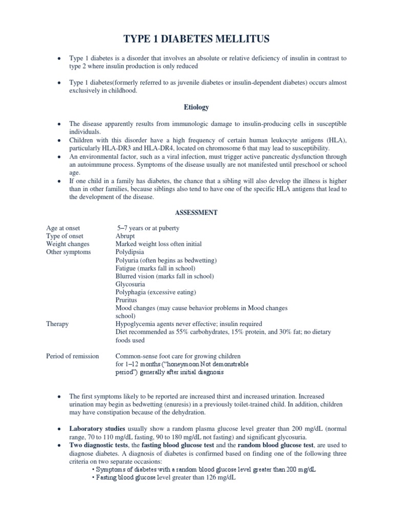 Type 1 Diabetes Mellitus | PDF | Diabetes Mellitus Type 1 | Diabetes ...