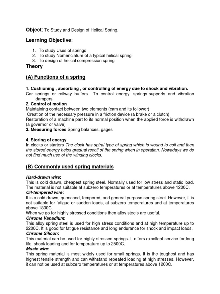 Helical Compression Spring Design Guide | PDF | Strength Of Materials | Wire