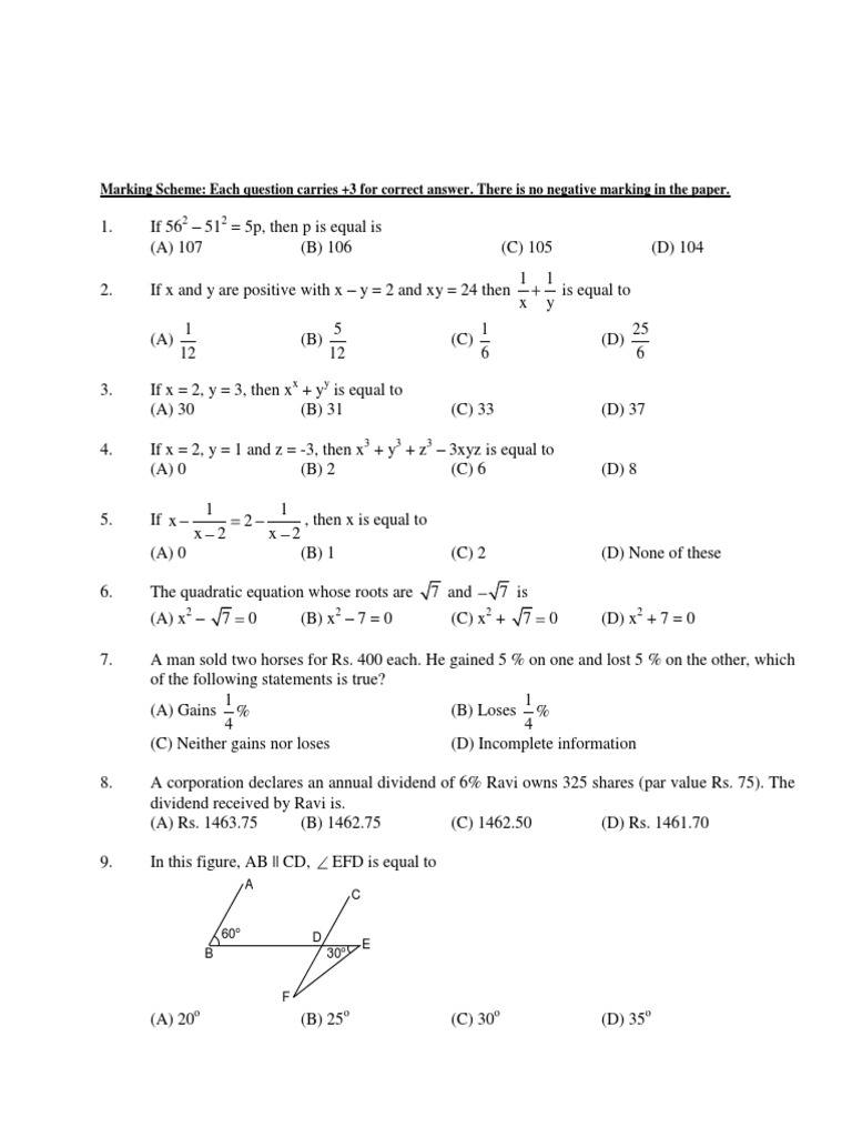 Ace of Pace Sample Paper | PDF | Triangle | Elementary Geometry