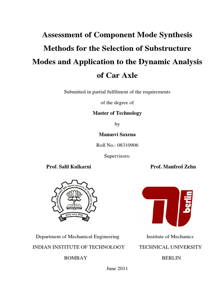 Assessment Of Component Mode Synthesis Pdf Normal Mode Eigenvalues And Eigenvectors