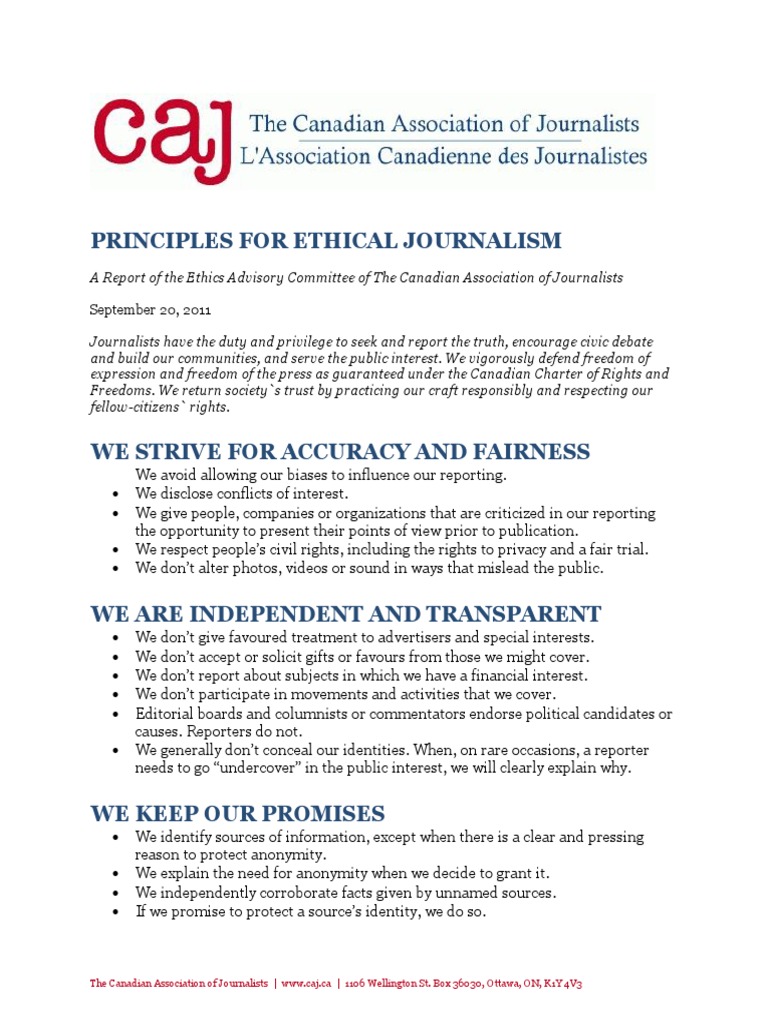 Principles For Ethical Journalism: September 20, 2011 | Journalism ...