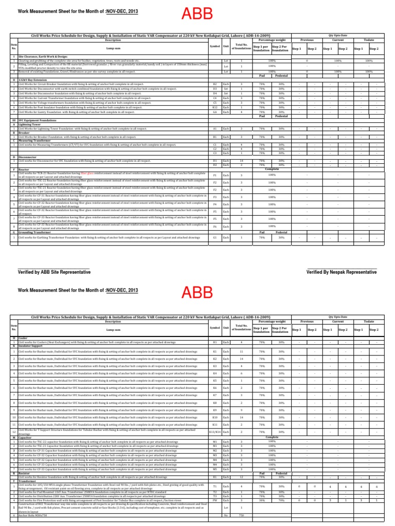 Measuring Sheet for Civil Works | Hvac | Building Engineering