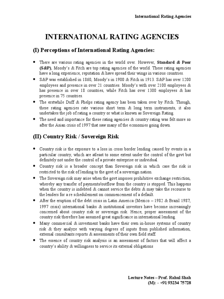Perception of International Rating Agencies | PDF | Credit Rating ...