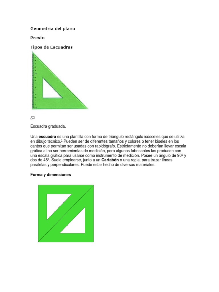 Uso y Propiedades de Escuadras y Cartabones | PDF | Ángulo | Triángulo