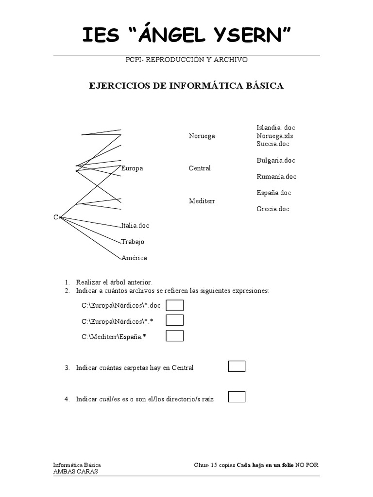 Ejercicios de Informática Básica | PDF | Métodos y materiales de ...