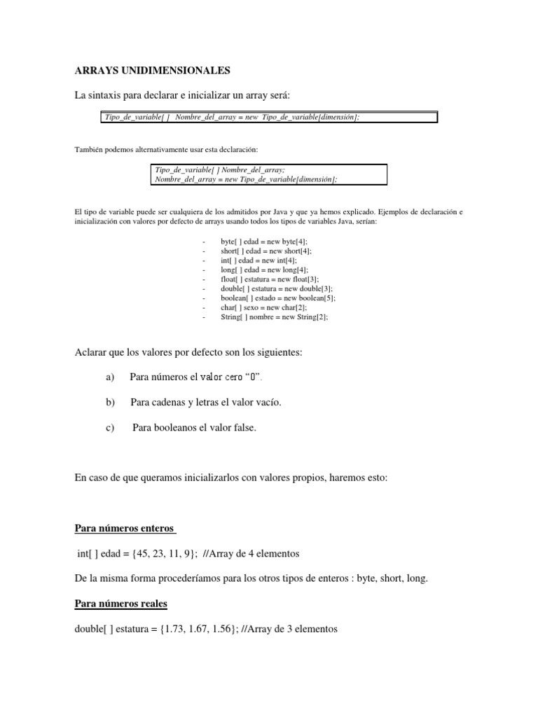 Arrays Unidimensionales Pdf Estructura De Datos De Matriz Cadena