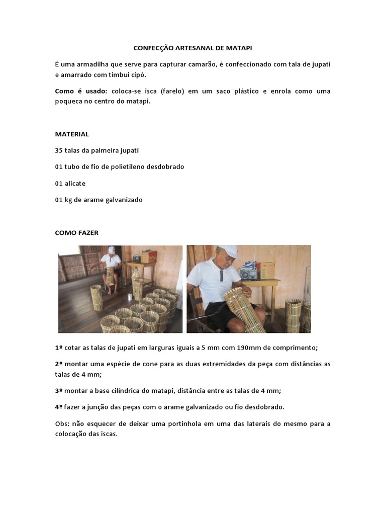 Confecção de Matapi para Captura de Camarão | PDF | Casa e Jardim