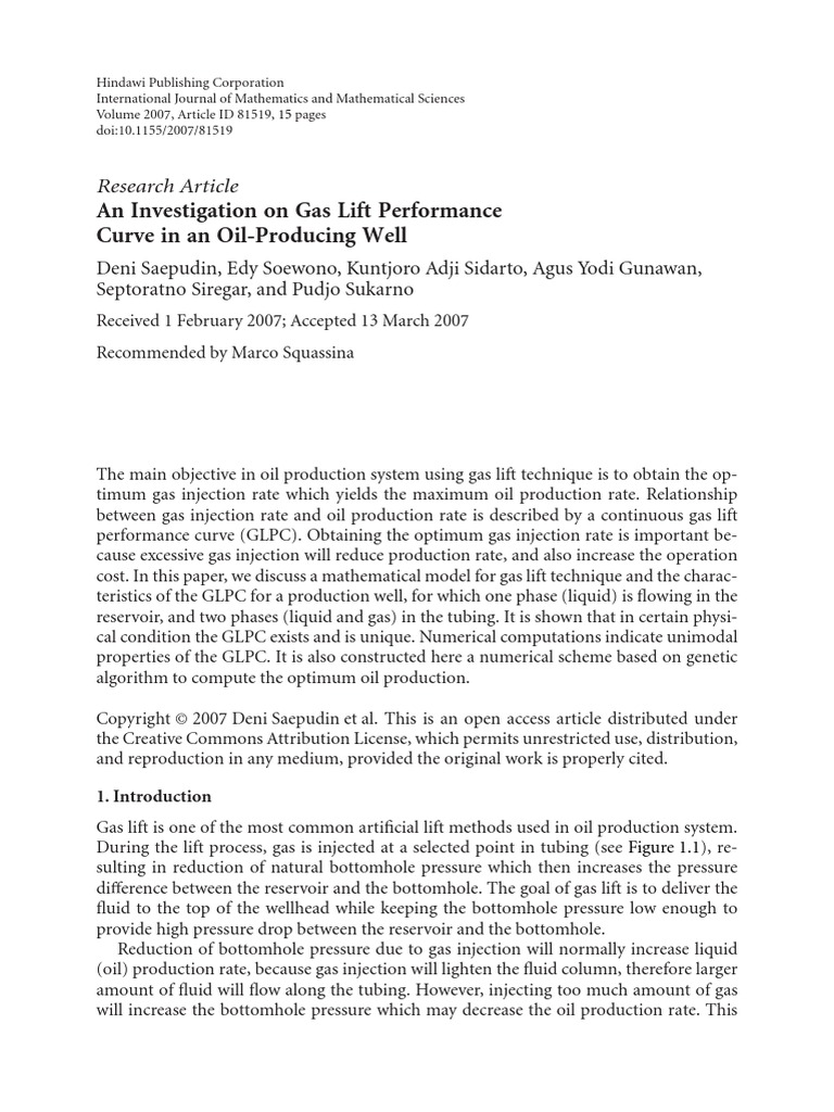 Investigation On Gas Lift Performance Curve | Download Free PDF ...