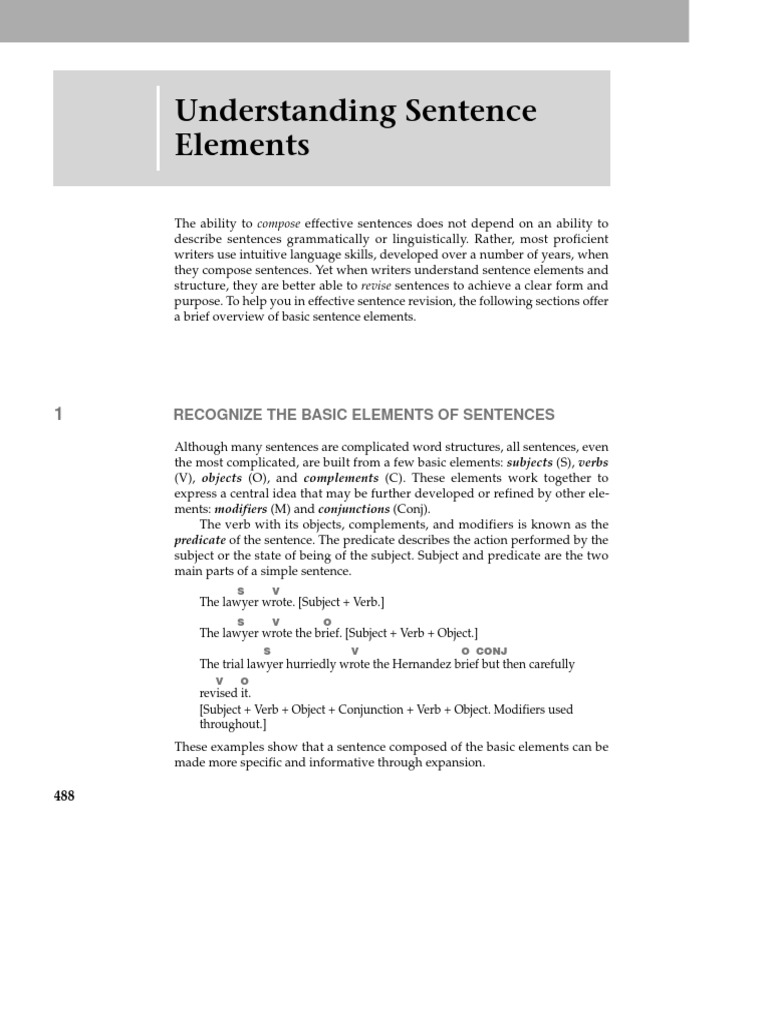 Understanding Sentence Elements | PDF | Verb | Subject (Grammar)