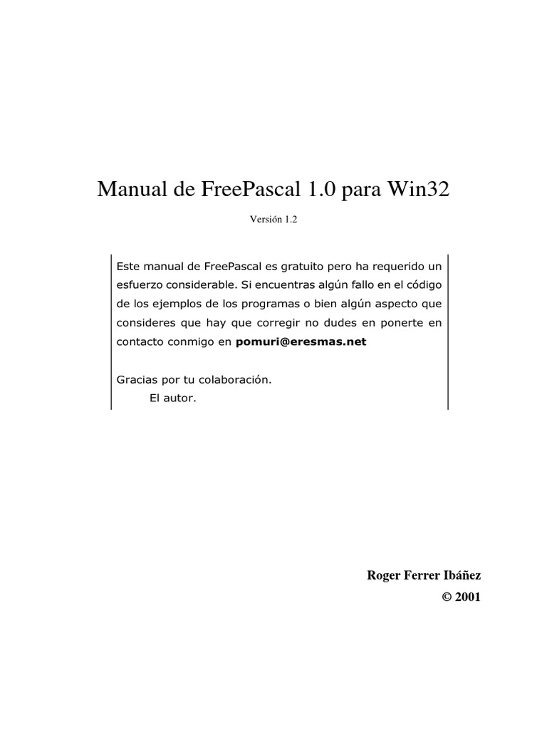 Manual de Pascal - Castellano PDF | PDF | Entorno de desarrollo integrado | Lenguaje de programación