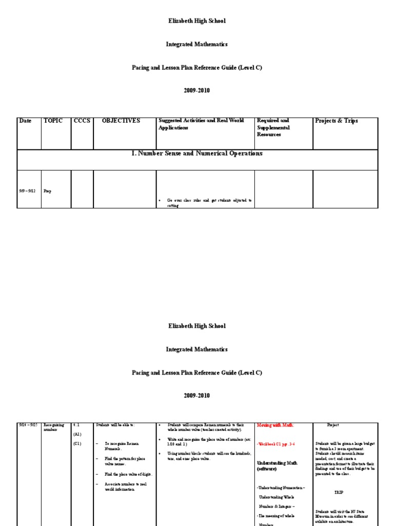 Pacing Guide | PDF | Multiplication | Teaching Mathematics