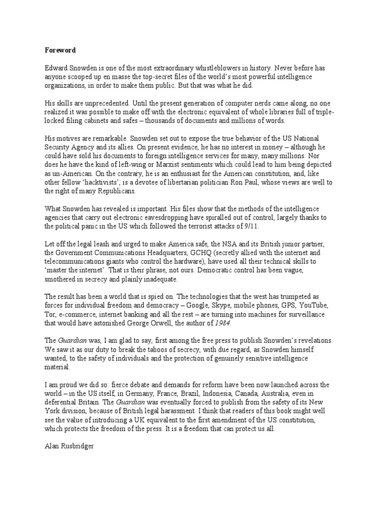 Read An Excerpt From "The Snowden Files" by Luke Harding | PDF | Edward ...