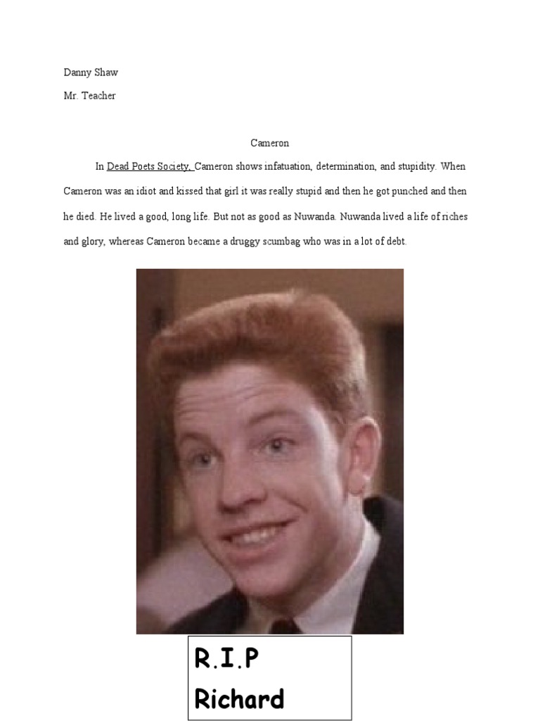 Cameron's Downfall in Dead Poets Society | PDF | General Fiction