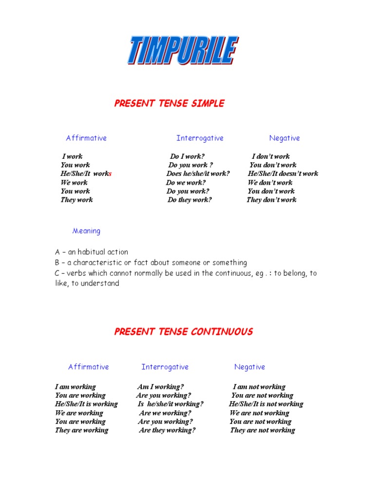 Timpuri Verbale in Engleza | PDF | Grammatical Tense | Grammar